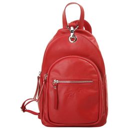 Samantha Look Damen Cityrucksack echt Leder, Made in Italy rot B/H/T: 28cm x 18cm x 10cm, onesize