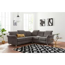 Sit & More sit&more Ecksofa &raquo;Darwin L-Form&laquo; inklusive Federkern, wahlweise mit Kopfteilverstellung, Bettfunktion braun