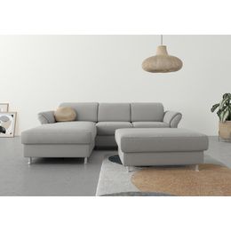 Sit & More sit&more Ecksofa &raquo;Apulia L-Form&laquo; wahlweise Bettfunktion, Bettkasten und Kopf- und Armteilverstellung silber Webstoff (100% Polyester);Struktur weich (