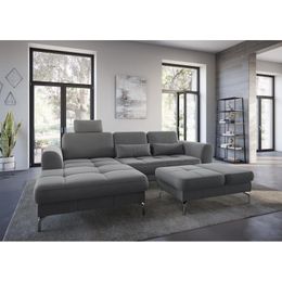 Sit & More sit&more Ecksofa &raquo;Bendigo L-Form&laquo; inklusive Sitztiefenverstellung, Bodenfreiheit 15 cm, 2 Fu&szlig;farben grau