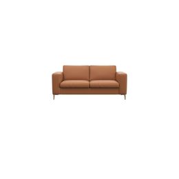 FLEXLUX 2-Sitzer &raquo;Fiore Designsofa, bequem und komfortabel durch hochwertigen Sitzaufbau&laquo; breite Armlehnen, Kaltschaum, F&uuml;&szlig;e Alu+ Eiche braun 100% 