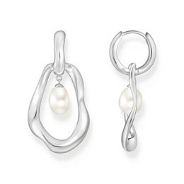 Thomas Sabo Damen Thomas Sabo Paar Creolen &raquo;Natural Beauty Statement-Creolen mit Anh&auml;nger, Bold Elegance&laquo; mit S&uuml;&szlig;wasserzuchtperle bunt