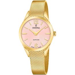 Festina Damen Quarzuhr &raquo;Grace&laquo; Armbanduhr, Damenuhr, Swiss Made, Edelstahlarmband, Saphirglas gold