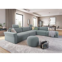 Sit & More sit&more Ecksofa &raquo;Cadabra L-Form&laquo; Breite 356 cm, mit Sitztiefenverstellung blau Samtoptik (100% Polyester);Soft clean (98% Polyester, 2% Polyamid);