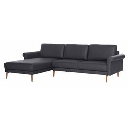 Creation BY ROLF BENZ Ecksofa &raquo;CR.450, Designecksofa, L-Form&laquo; Armlehne Schnecke modern Landhaus, Breite 262 cm, Fu&szlig; Nussbaum schwarz NaturLEDER OSKAR 
