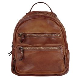 CLUTY Damen Cityrucksack echt Leder, Made in Italy braun B/H/T: 27cm x 24cm x 6cm, onesize