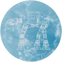 Komar Fototapete &raquo;Vlies selbstklebend - Star Wars AT-AT - Gr&ouml;&szlig;e 125 x 125 cm&laquo; bedruckt glatt Kinderzimmer blau Vlies