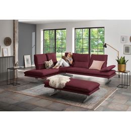 W.Schillig Ecksofa &raquo;broadway, Designsofa, mit tollem Sitzkomfort, L-Form&laquo; Sitztiefenverstellung, Kopfteil- & Seitenteilverstellung, Breite 284cm rot 