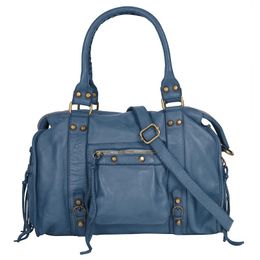 Samantha Look Damen Shopper echt Leder, Made in Italy blau