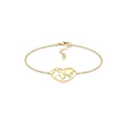 Elli Damen Armband &raquo;Globus Herz 925 Sterling Silber&laquo; gold