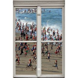 queence Wandsticker &raquo;Menschen am Strand&laquo; Wandsticker, Wandbild, selbstklebend, 3D, Fenster bunt