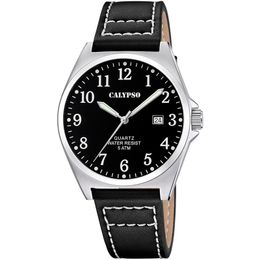 Calypso Watches Herren Calypso Watches Quarzuhr &raquo;Basic&laquo; Armbanduhr, Herrenuhr, Lederarmband, analog, Tag schwarz