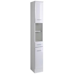 Welltime Hochschrank &raquo;Neapel&laquo; Breite 25 cm, mit Hochglanzfronten und eleganter Fr&auml;sung wei&szlig; Holzwerkstoff, MDF
