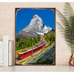 queence Metallbild &raquo;Matterhorn Express&laquo; Schriftz&uuml;ge 1 Stk. tlg. Stahlschilder blau Metall, Stahl