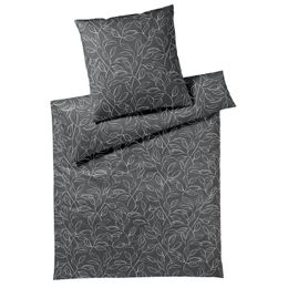 Elegante Bettw&auml;sche &raquo;Floral&laquo; 2 Stk. angenehmes Hautgef&uuml;hl grau Mako-Satin, Obermaterial: 100% Baumwolle