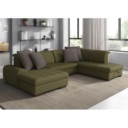 Sit & More sit&more Wohnlandschaft &raquo;Luxor U-Form&laquo; wahlweise mit Bettfunktion, Bettkasten und Kopfteilverstellung gr&uuml;n Luxus-Microfaser ALTARA NUBUCK (100% 