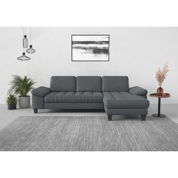 Sit & More sit&more Ecksofa &raquo;Westham L-Form&laquo; Recamiere, mit oder ohne Bettfunktion, Bettkasten, F&uuml;&szlig;e wengefarben grau 100% Polyester