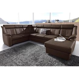 Sit & More sit&more Wohnlandschaft &raquo;Basel U-Form&laquo; wahlweise mit Relaxfunktion braun Luxus-Microfaser Altara Nubuck (100% Polyester);Kunstleder SOFTLUX ;