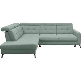 Musterring Ecksofa &raquo;MR 4615&laquo; mit Kopf- und R&uuml;ckenverstellung, Metallfu&szlig; schwarz, Ma&szlig;e 272 x 214 cm gr&uuml;n 100% Polyester