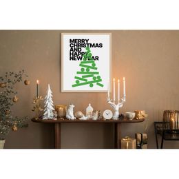 queence Bild mit Rahmen &raquo;Spruch Tannenbaum&laquo; Jahreszeiten Schriftzug Weihnachten 1 Stk. tlg. Premium Rahmenbild, liebevolle Handarbeit wei&szlig; Acrylglas, 