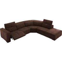 Egoitaliano Ecksofa &raquo;Sauvanne, Designsofa der Extraklasse, elegant und bequem&laquo; wahlweise mit elektrischer Relaxfunktion, Kopfteilverstellung grau Leder &raquo;BULL&laquo; (