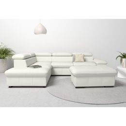 Home Affaire Ecksofa &raquo;Alberto L-Form&laquo; mit Kopfteilverstellung, wahlweise mit Bettfunktion wei&szlig; Luxus-Microfaser Lederoptik (100% Polyester);Luxus-