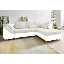Collection AB Ecksofa &raquo;Sally L-Form&laquo; mit und ohne Bettfunktion, inklusive loser R&uuml;cken- und Zierkissen wei&szlig; Microfaser PRIMABELLE (100% Polyester) / 