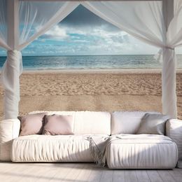 queence Fototapete &raquo;Pergola am Meer&laquo; Meer Motiv Strand bedruckt orientalisch realistisch glatt Wandpaneele, selbstklebend, Tapete, Sticker, Wanddeko, 