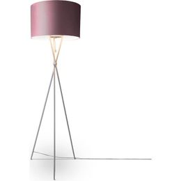 Paco Home Stehlampe &raquo;Kate uni Color&laquo; E27 Wohnzimmer Dreibein Standleuchte Velour H&ouml;he 177,5cm Filigran E27 pink