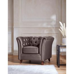 Home Affaire Chesterfield-Sessel &raquo;Reims Cocktailsessel, Sessel&laquo; mit echter Chesterfield-Knopfheftung, hochwertige Verarbeitung braun Samtoptik (100% 
