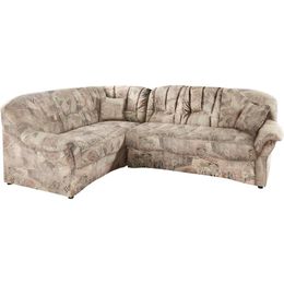 DOMO collection Ecksofa &raquo;Bahia, zeitlos und elegant, bequeme Armlehnen, L-Form&laquo; Microfaser, natur braun Luxus-Microfaser (100% Polyester), mit Muster;