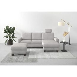 Home Affaire Ecksofa &raquo;Summer L-Form&laquo; mit Recamiere, mit oder ohne Bettfunktion und Bettkasten, Cord-Bezug silber 95% Polyester, 5% Polyamid