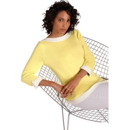 CREATION L PREMIUM Damen 3/4-Arm-Pullover mit Seiden-Anteil zitrone Gr&ouml;&szlig;e 46