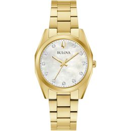 Bulova Damen Quarzuhr Armbanduhr, Damenuhr, Edelstahluhr, mit Diamanten, Saphirglas gold