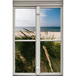 queence Wandsticker &raquo;Strand&laquo; Wandsticker, Wandbild, selbstklebend, 3D, Fenster gr&uuml;n