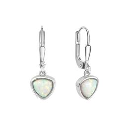 Vivance Damen Paar Ohrh&auml;nger &raquo;925/- Sterling Silber rhodiniert synth. Opal&laquo; wei&szlig;