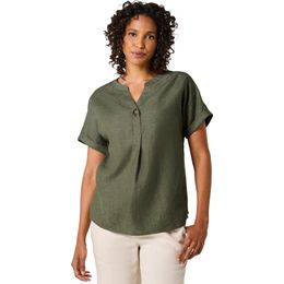 CREATION L PREMIUM Damen Leinenbluse in A-Form khaki-meliert Gr&ouml;&szlig;e 50