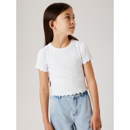 name it M&auml;dchen &raquo;NKFNORALINA SS CROP TOP NOOS&laquo; Baumwollmischung mit Stretch, gewellte Abschl&uuml;sse wei&szlig; 122 (128)