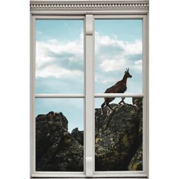 queence Wandsticker &raquo;Steinbock&laquo; Wandsticker, Wandbild, selbstklebend, 3D, Fenster braun