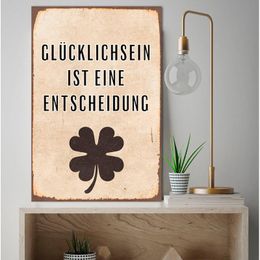 queence Metallbild &raquo;Gl&uuml;cklichsein&laquo; Schriftzug Schriftz&uuml;ge 1 Stk. tlg. Stahlschilder beige Metall, Stahl