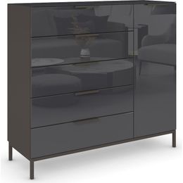 Rauch Kombikommode &raquo;Kommode T&uuml;rkommode Sideboard Kombikommode FLIPP mit Glasfront&laquo; Breite 120 cm mit 2 Einlegeb&ouml;den, 1-t&uuml;rig, 5 Schubladen, Soft-Close