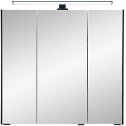 Badezimmerspiegelschrank &raquo;Quickset 395 Badschrank, 3 Spiegelt&uuml;ren, 6 Einlegeb&ouml;den, 75 cm breit&laquo; inkl. LED-Beleuchtung, T&uuml;rd&auml;mpfer, Schalter-/