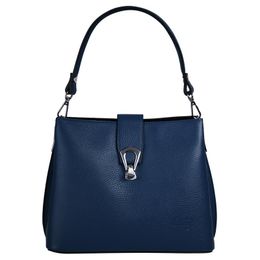 CLUTY Damen Umh&auml;ngetasche echt Leder, Made in Italy blau