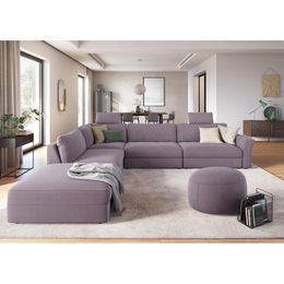 Sit & More sit&more Ecksofa &raquo;Cadabra L-Form&laquo; Breite 356 cm, mit Sitztiefenverstellung lila Samtoptik (100% Polyester);Soft clean (98% Polyester, 2% Polyamid);
