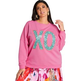 sheego loves miss goodlife Damen Sweatshirt mit Front- und R&uuml;ckenprint altrosa-pink-bedruckt Gr&ouml;&szlig;e 40