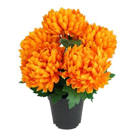 I.GE.A. Kunstblume &raquo;Chrysantheme im Topf&laquo; Blume Dekoblume Herbstblume Herbstdeko k&uuml;nstlich Kunstpflanze Pflanze orange Polyester