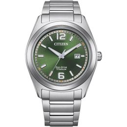 Citizen Damen Solaruhr Armbanduhr, Herrenuhr, Titan, Datum silber