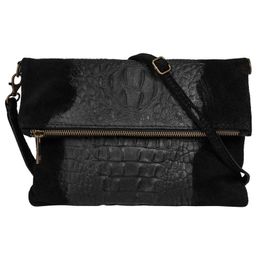Samantha Look Damen Abendtasche echt Leder, Made in Italy schwarz