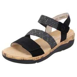 Remonte Damen Keilsandalette Riemchensandale, Bequemschuh, Sommerschuh mit Soft-Fu&szlig;bett schwarz 39