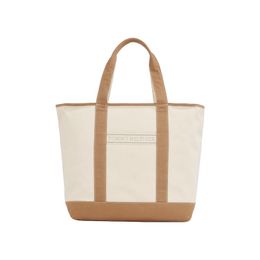 Tommy Hilfiger Damen &raquo;TH SUMMER CANVAS TOTE&laquo;, Damen Henkeltasche, Beuteltasche, Strandtasche mit Kontrastbesatz braun